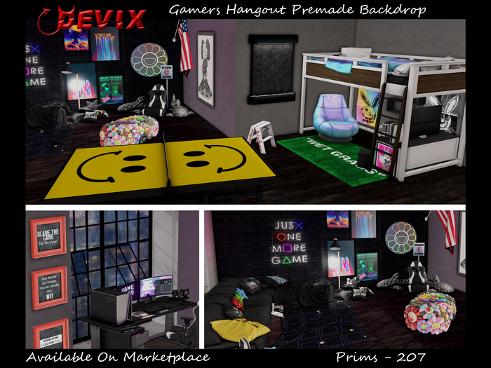 Second Life Marketplace - [DEVIX] Gamers Hangout Premade Backdrop